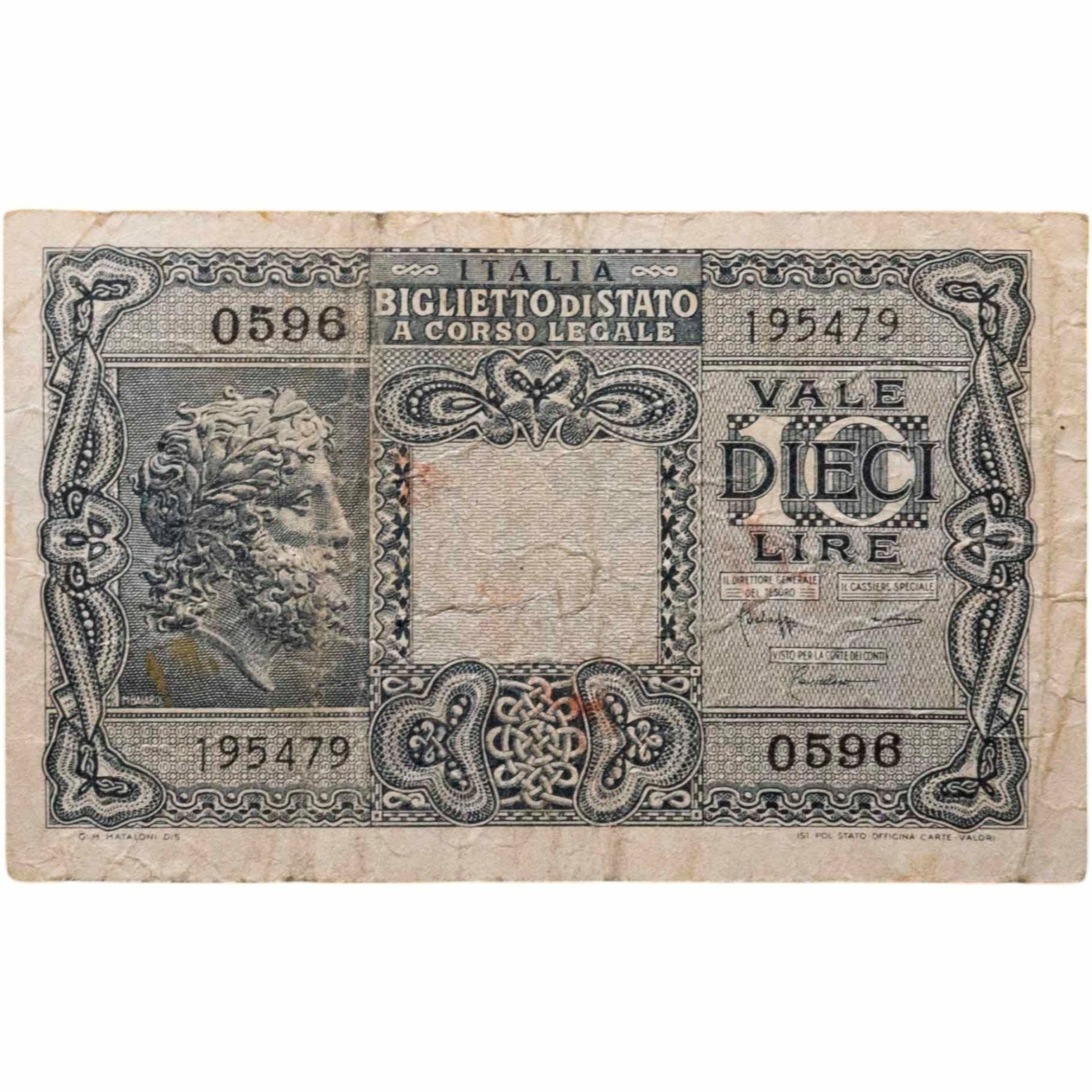 Италия 10 лир 1944