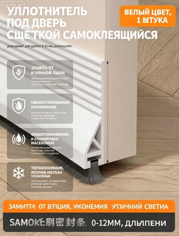 Уплотнитель для межкомнатных дверей,1 метр