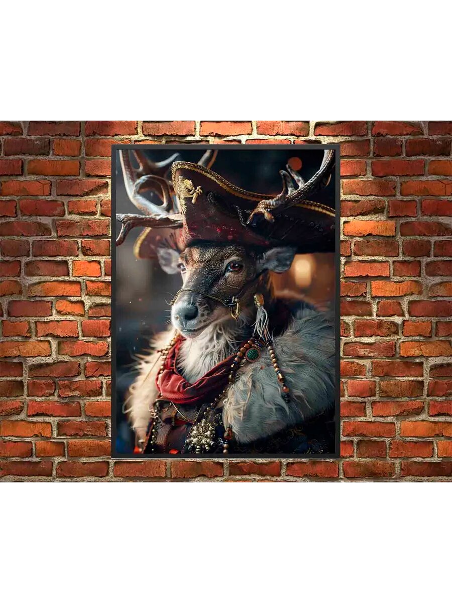 Северный олень-животное-пират 4, Плакат 30x42см
