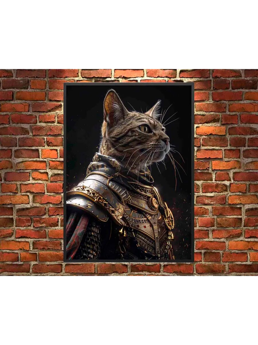 Египетский кот Мау Рыцарь 2, Плакат 30x42см