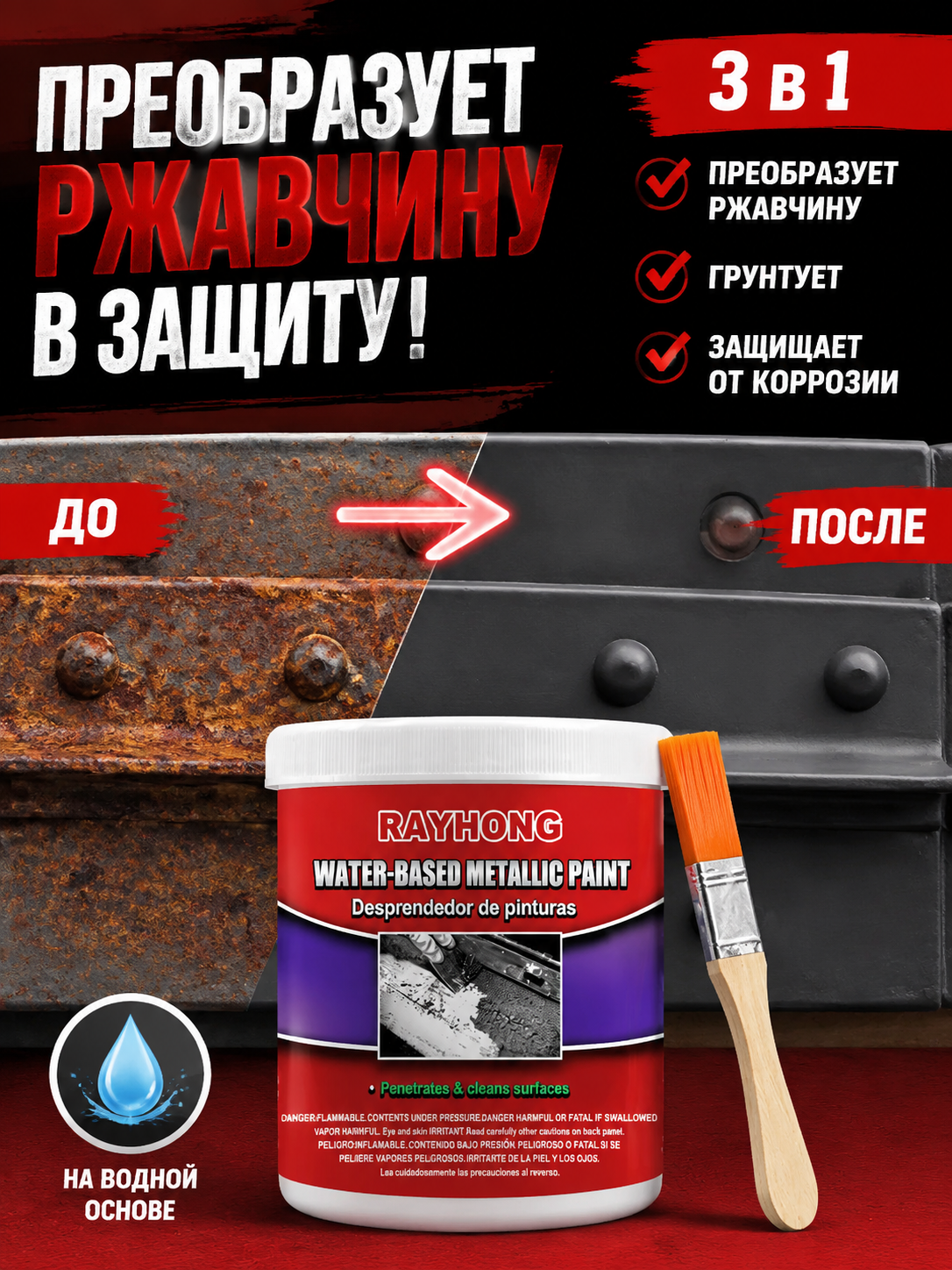 Антикоррозийная грунтовка, антикоррозийная грунтовка для защиты автомобилей от ржавчины, восстановление металла