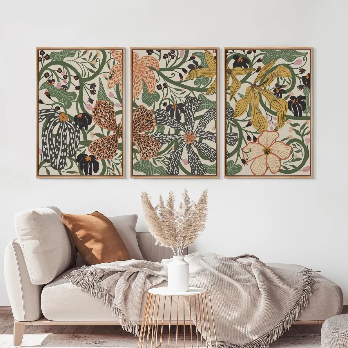 Набор из 3 картин на холсте в стиле бохо 50x70cm unframed