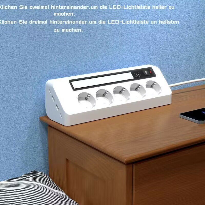 Несколько розеток, 4 отделения удлинитель с 2 Type-C 1 USB и светодиодный ночник 1.5M защита от перенапряжения угловая розетка 3680W 16A для мебели столешницы кухня