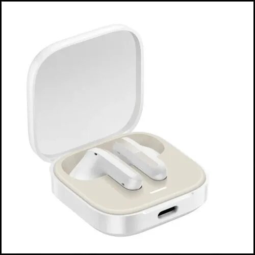 Xiaomi Наушники беспроводные с микрофоном Redmi Buds 6 Active, Bluetooth, USB Type-C, белый, серый металлик