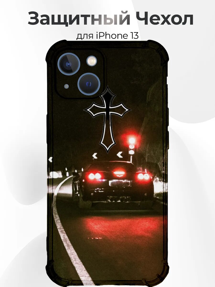 Чехол на iPhone 13 черный Corvette C6