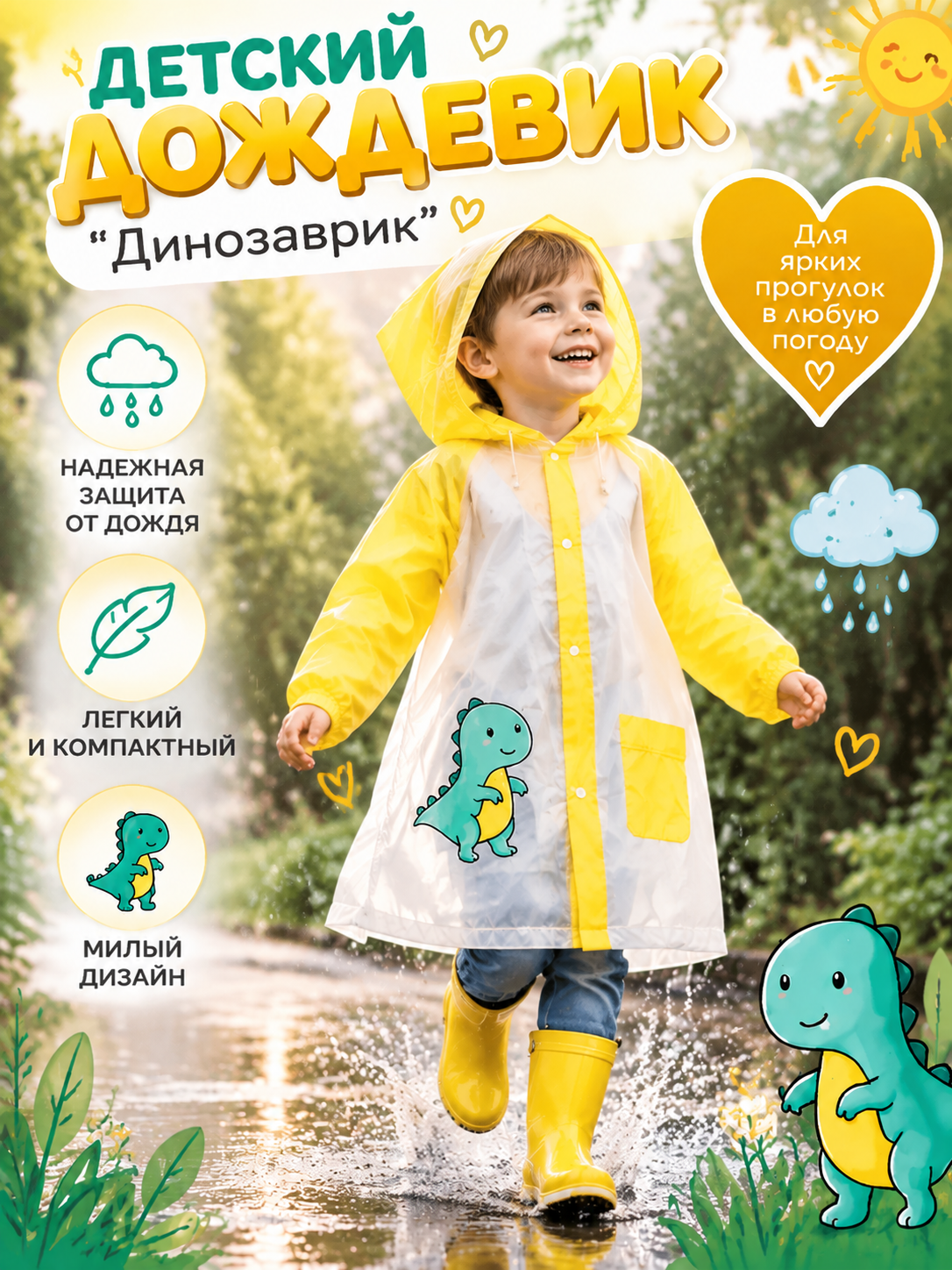 Плащ-дождевик Funny toys Детские дождевики