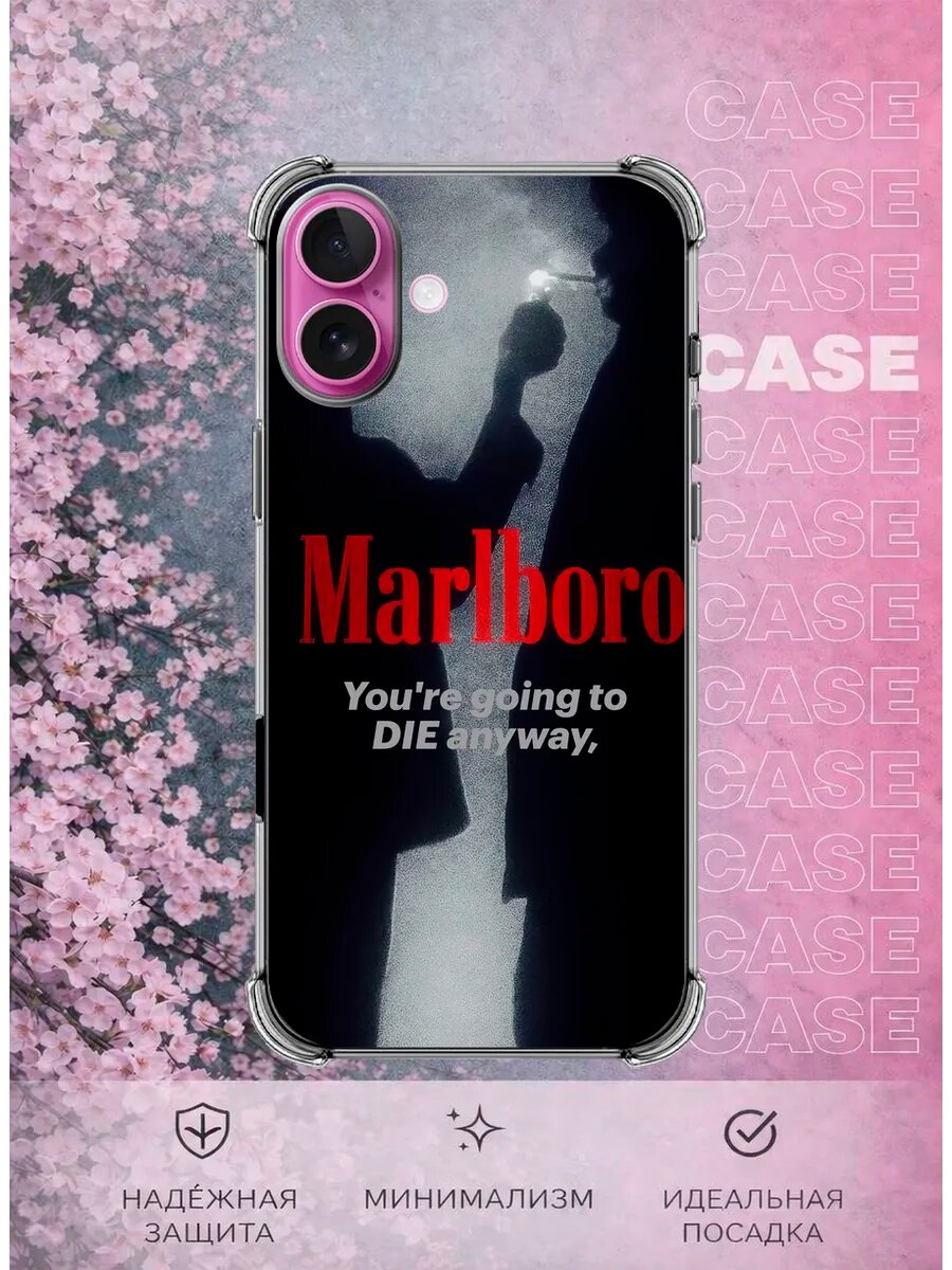 Чехол на iPhone 16 Plus с принтом Marlboro
