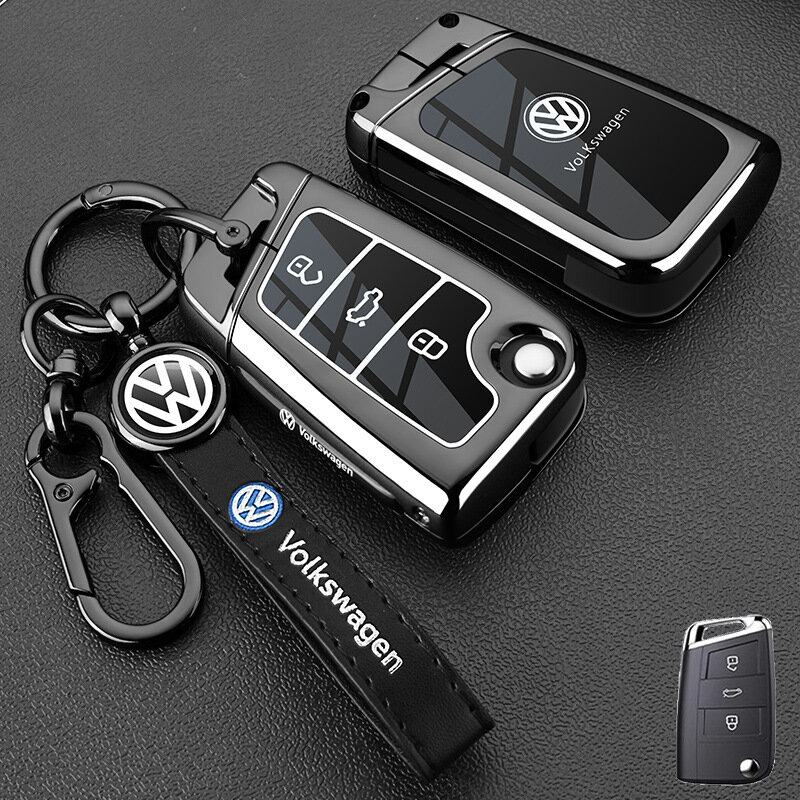 Ключевой чехол для Volkswagen Lingdu с кожаной застежкой ганметал для моделей 2015-2021