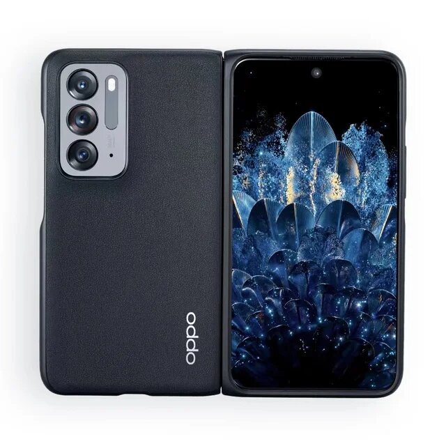 Черный чехол-флип для OPPO Find N из поликарбоната и ПУ кожи