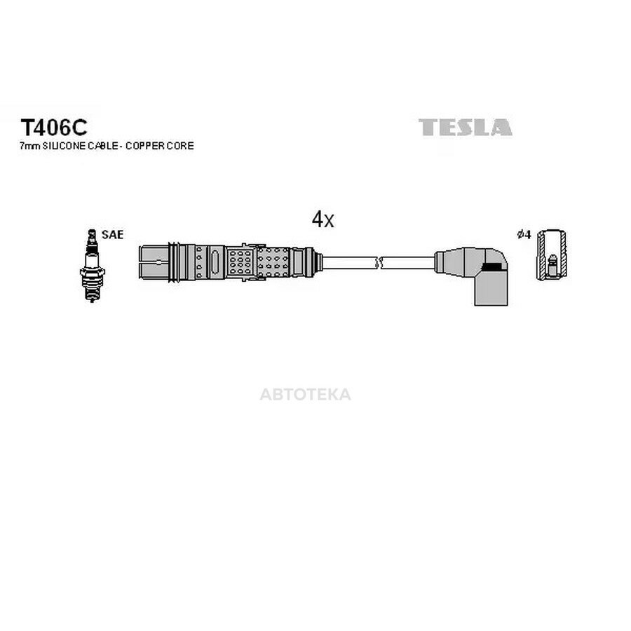 Провода высоковольтные комплект Audi A1/3 Skoda Fabia Octavia VW Golf VI/VII Polo 1.2 TSI TESLA T406C