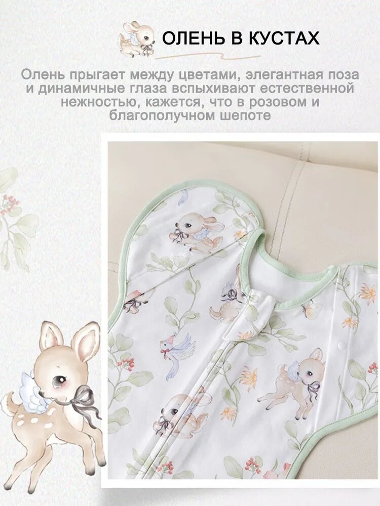 Пеленка-кокон для новорожденных белого и нежно-мятного цвета, мягкая ткань для комфортного сна — фото 1