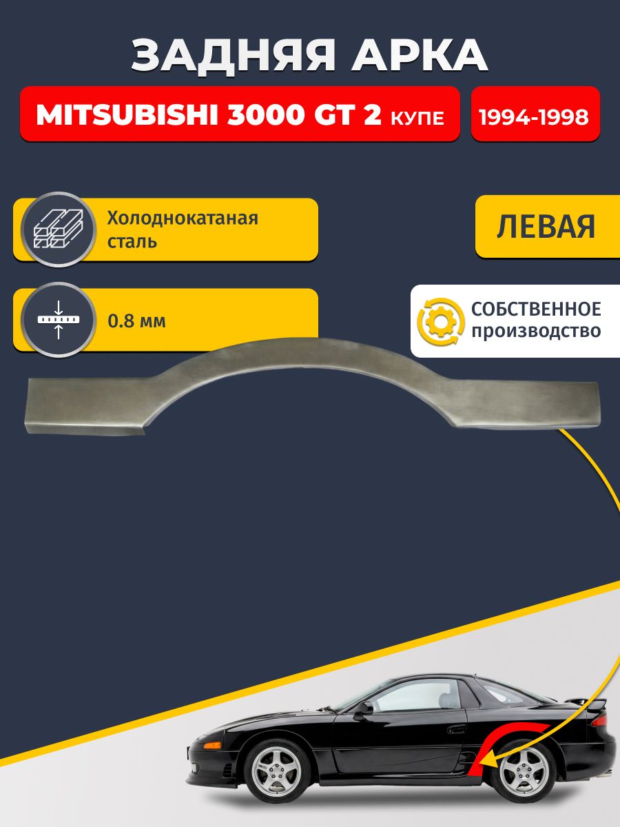 Левая задняя ремонтная арка для автомобиля Mitsubishi 3000 GT 2 1994-1998 купе (Мицубиси 3000 ГТ). Холоднокатаная сталь 0,8мм.