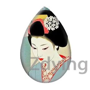 Стеклянные кабошоны Zdying, форма капли, гейша, для ювелирных изделий 18x25mm, JG058