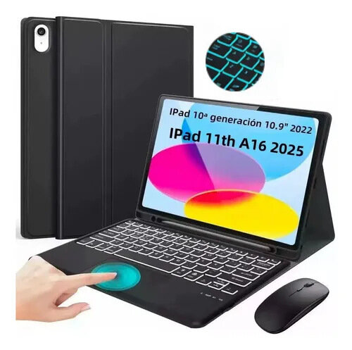 Черная RGB подсветка тач клавиатура с чехлом и мышью для iPad 7 8 9 10.2 Air 3 Pro 10.5 Pro 9.7