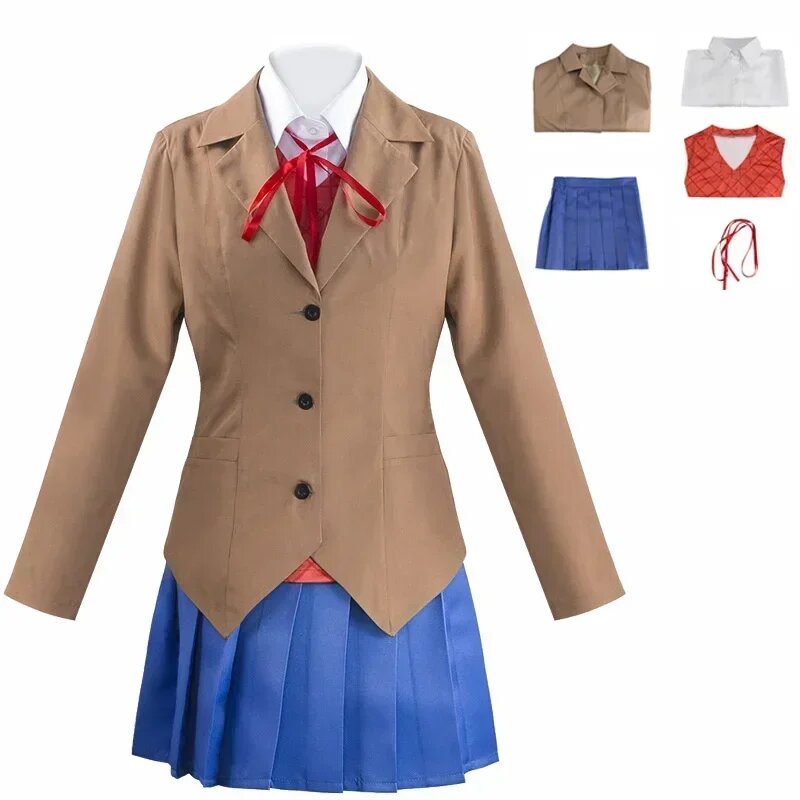 Костюм косплея Doki Doki Literature Club Моника, Сайори, Юри, Натсуки M, 1