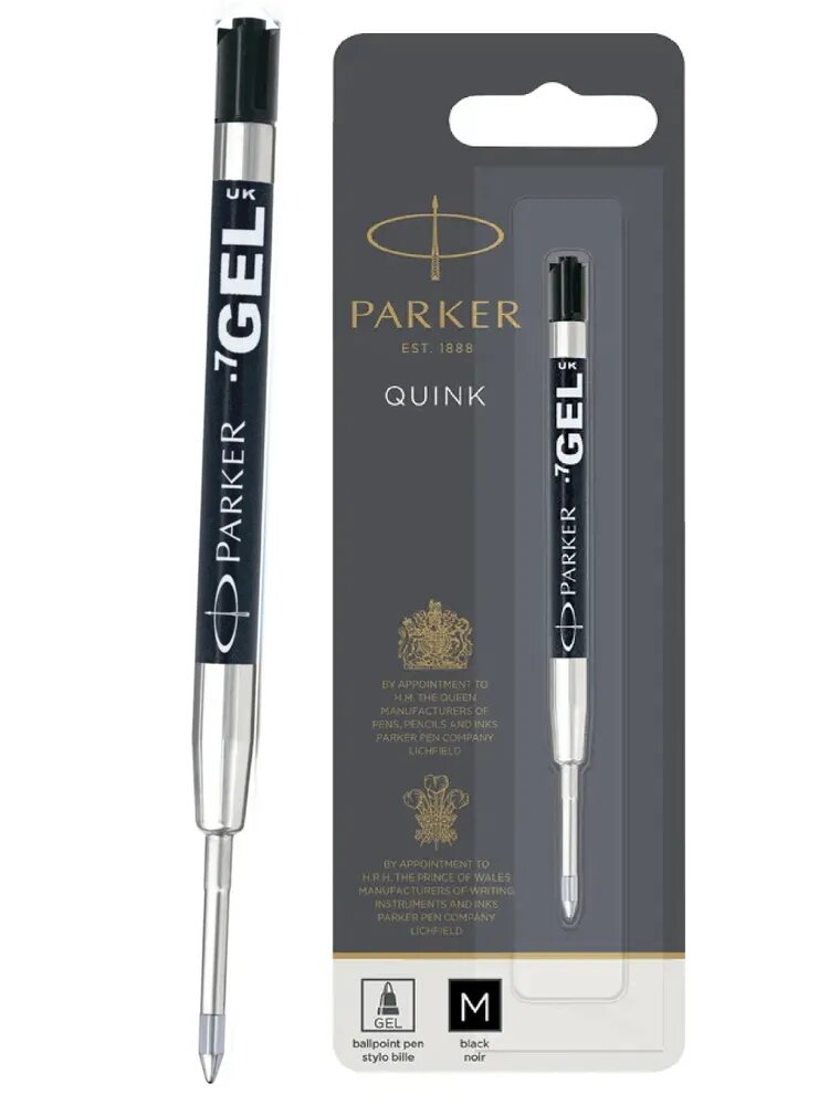 Стержень гелевый Parker Quink Gel Pen Refill металлический корпус линия письма 0,7 мм (М) цвет чернил черный блистер