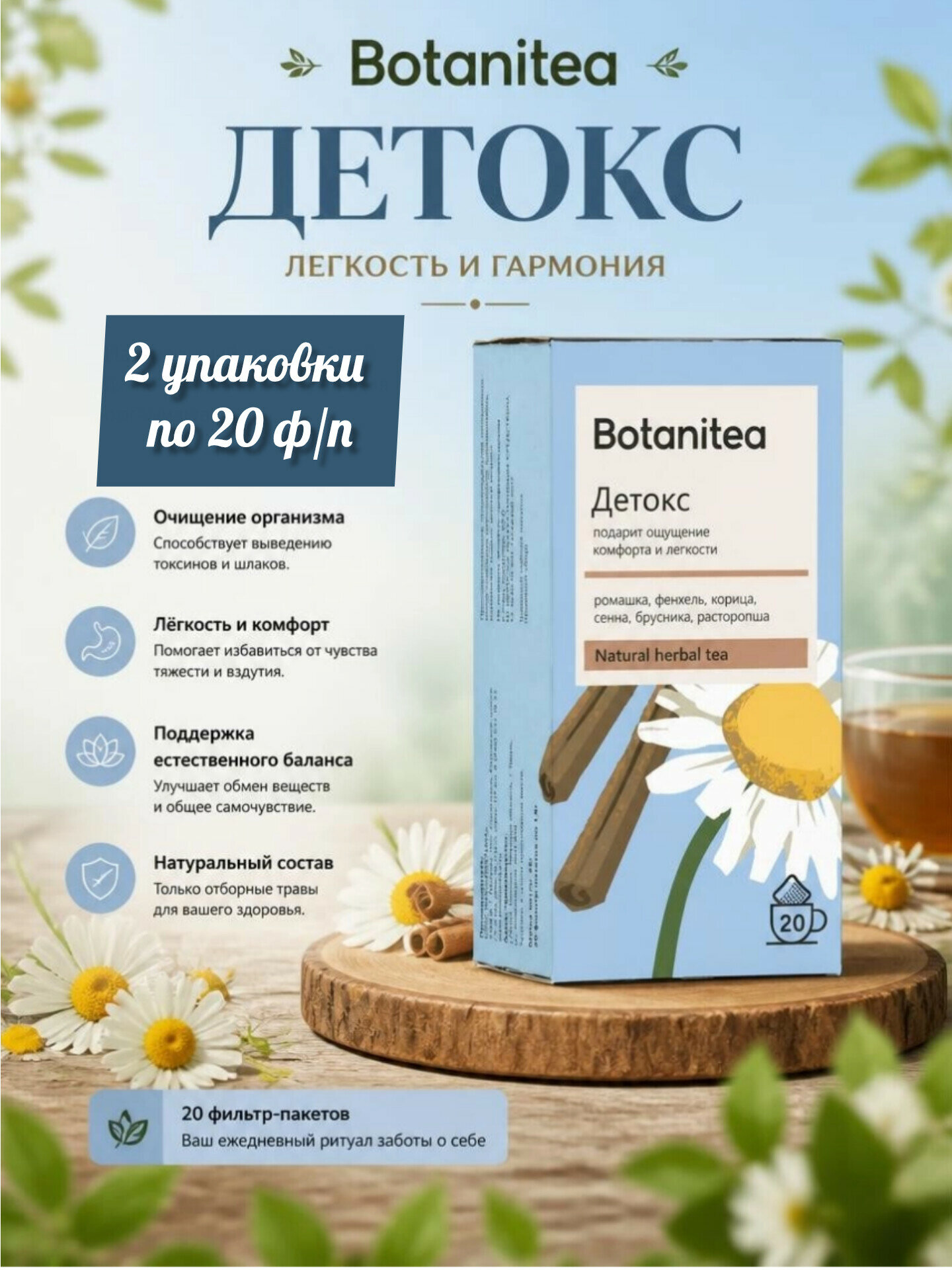 Чай Детокс , 2 шт по 20ф/п по 1.8г. Botanitea.