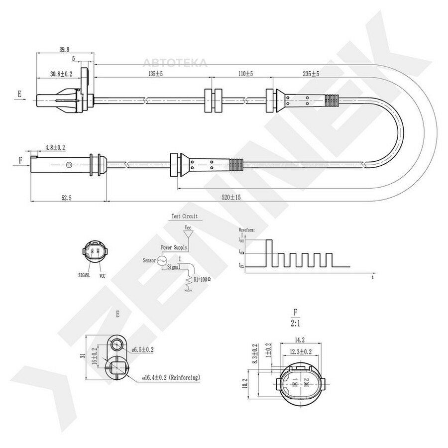 Датчик ABS ZENNEK DAS0806