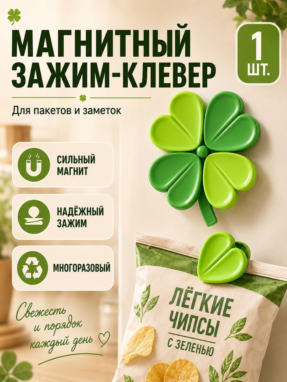 Зажим кухонный, 4 шт