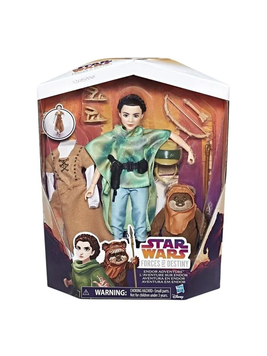 Фигурки Hasbro Star Wars Forces of Destiny Series Action Figures Princess Leia Organa&Wicket The Ewok-30cm