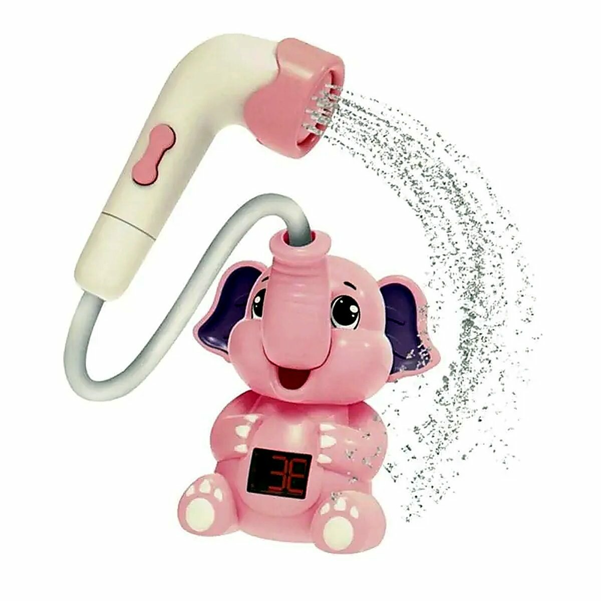 (1 комплект) Летняя новая стильная игрушка для купания в воде elephant smart с термочувствительным душем-розовый
