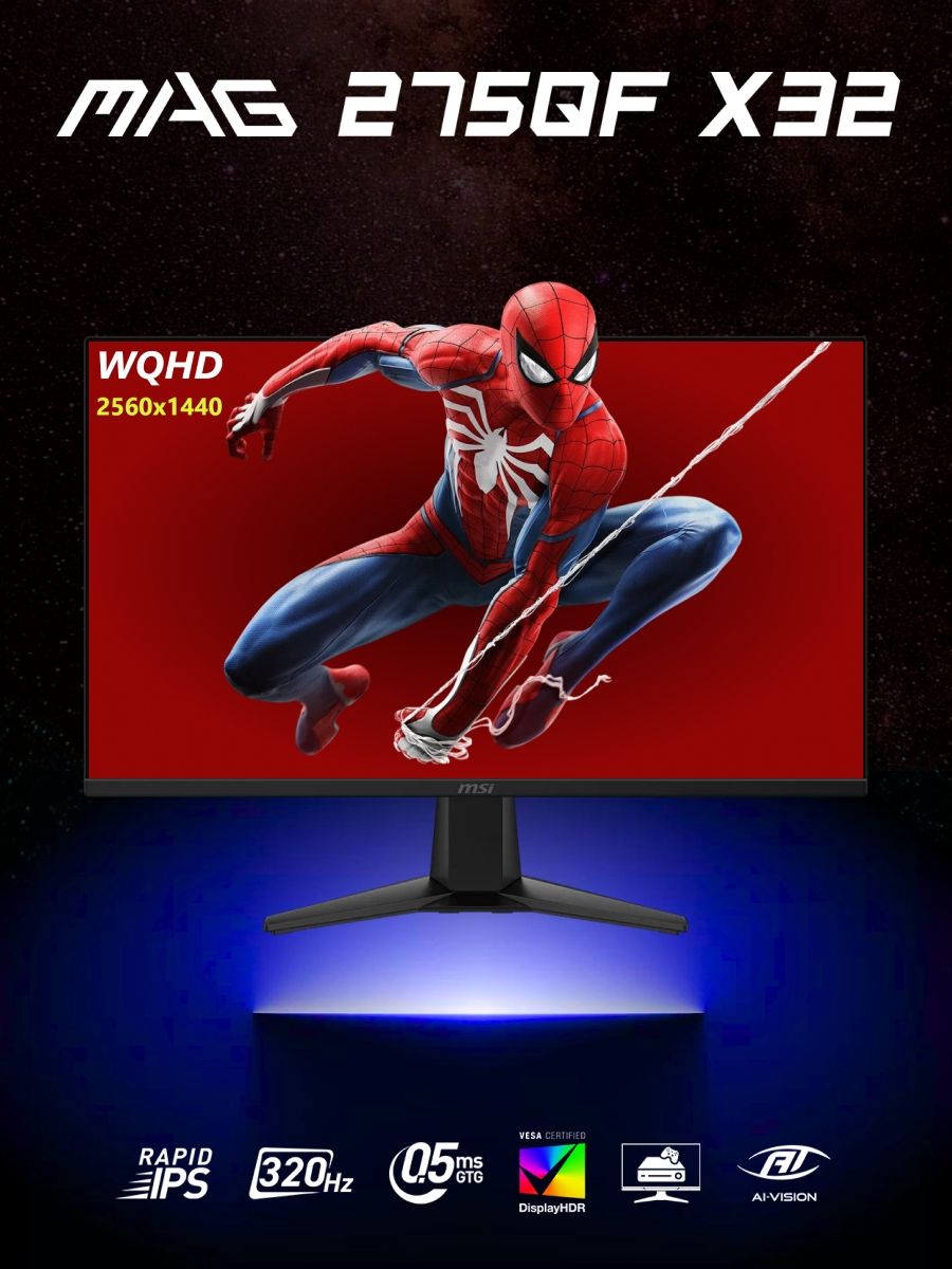 MSI 27" Монитор (С6Н7Р), IPS, 2560x1440 2K, 320 Гц, черный, черно-серый