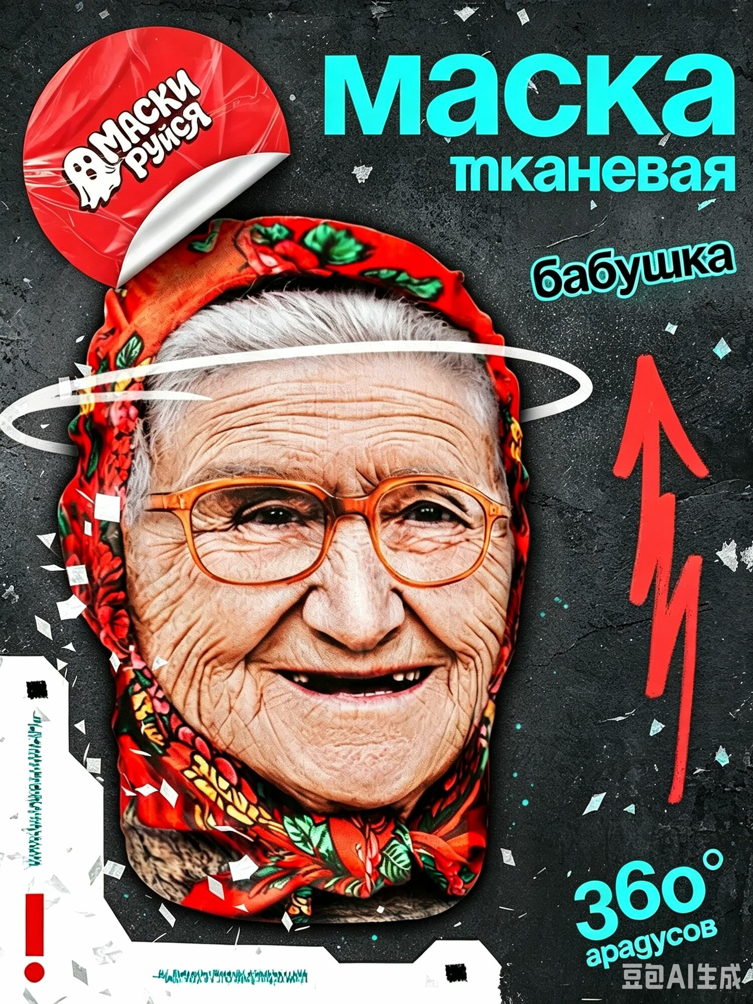 Маска бабушки бабки тканевая(Бабушка)