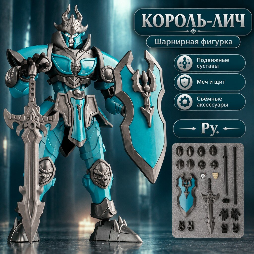 Шарнирная игрушка-фигурка робота-рыцаря с мечом и щитом, модель для сборки