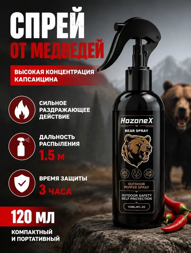 Наружный спрей с капсаицином, 120 мл, для кемпинга