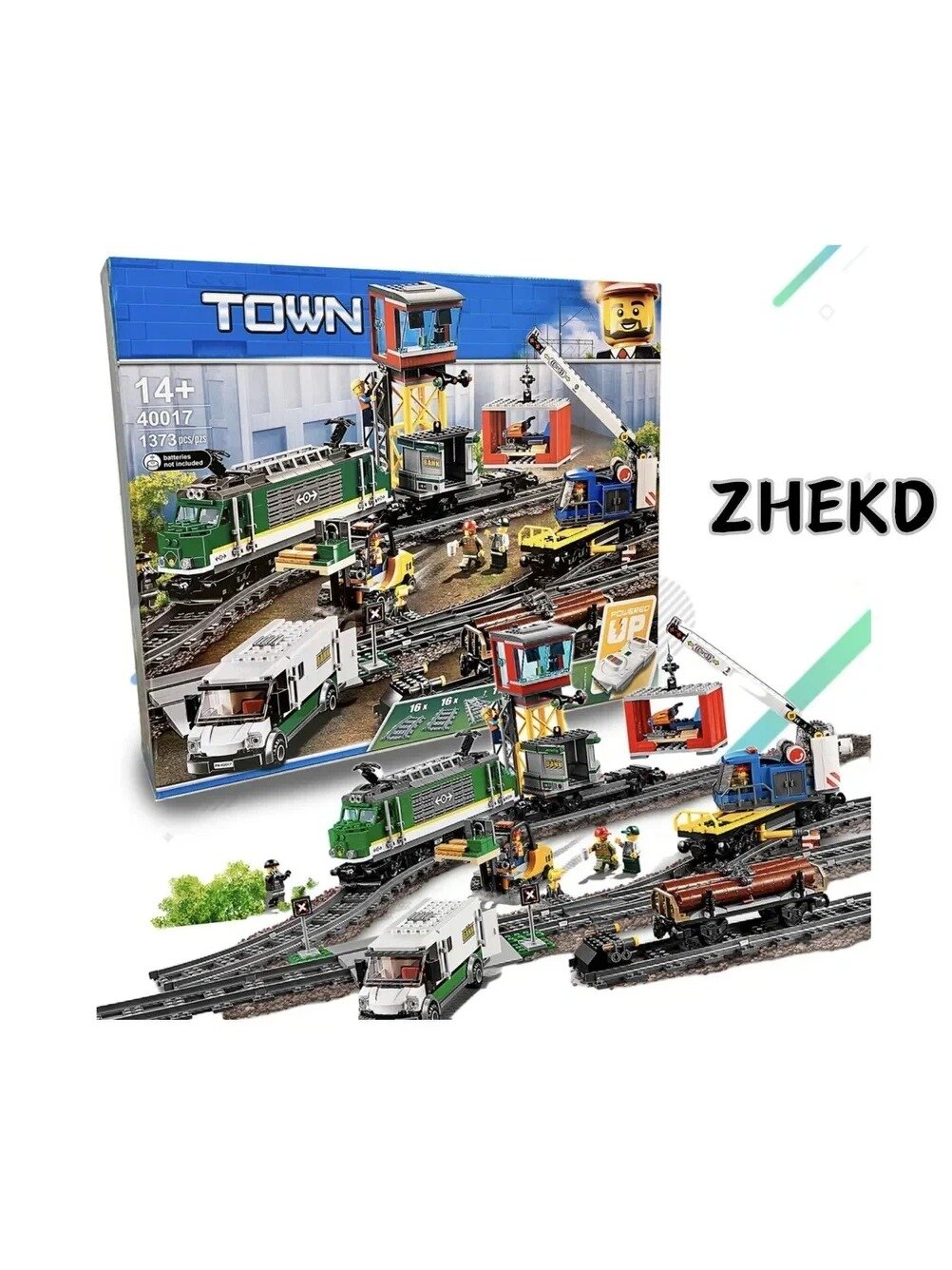 Конструктор Cities Town Сити City Товарный поезд 40017, 1373 дет