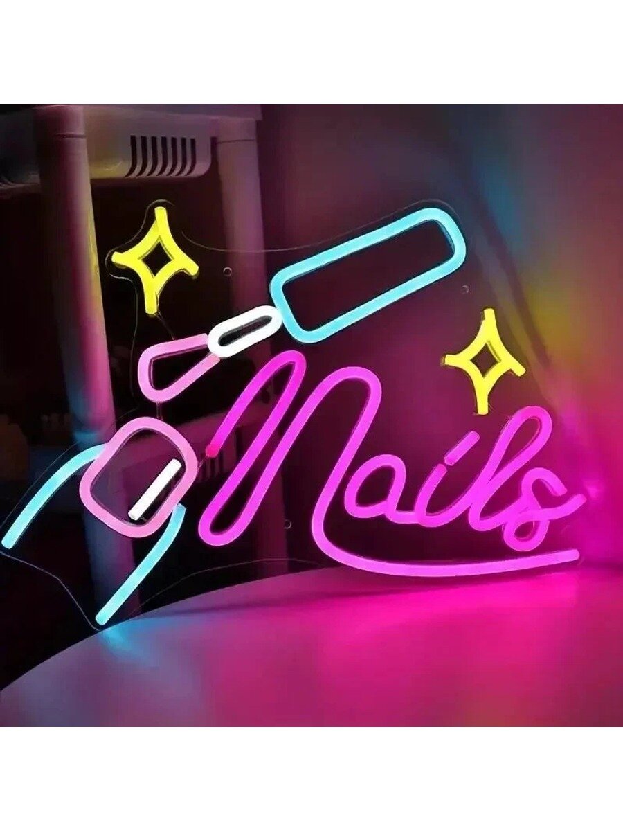 Неоновая вывеска "Nails & Lashes" для салона красоты Светодиодный декор для ногтей, ресниц, макияжа