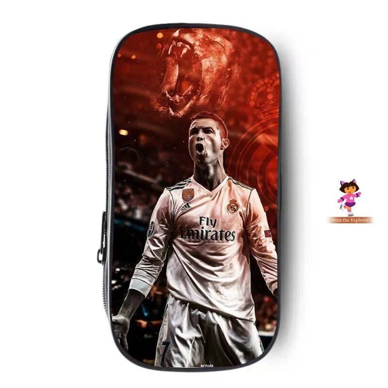 Большой пенал (Криштиану Роналду) (CR7) для старшеклассников и студентов, вместительный, для ручек и карандашей, футбольная тематика, подарок фанату