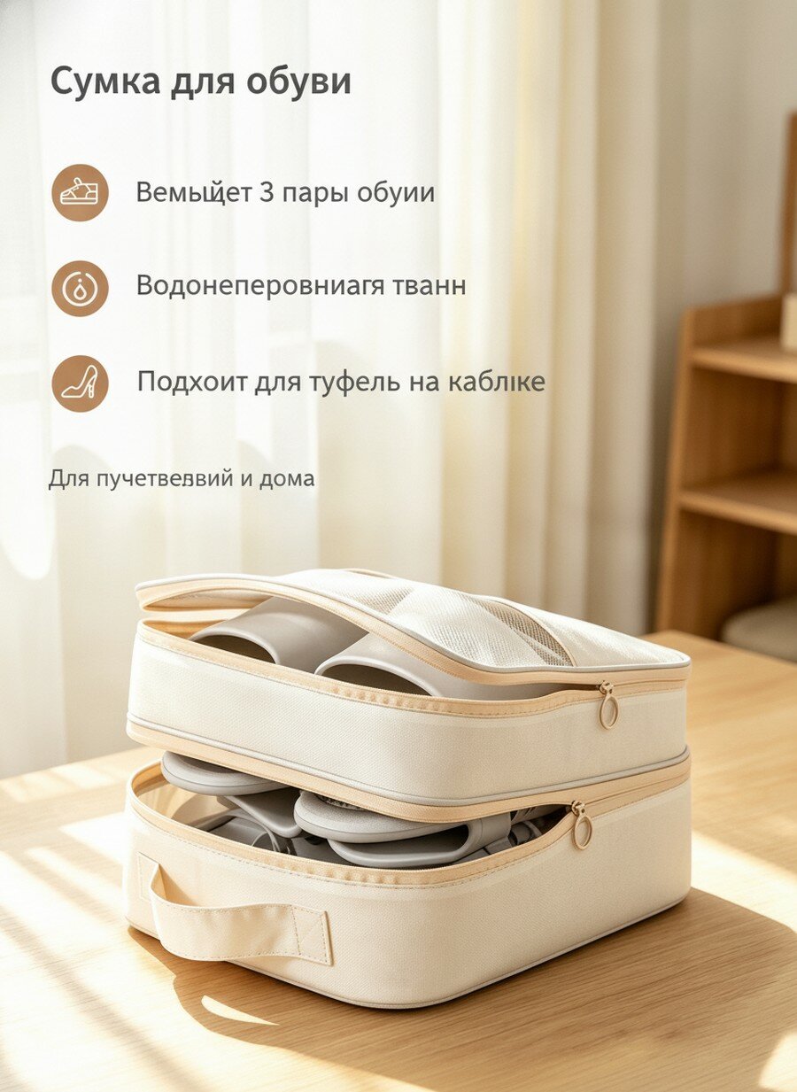 Сумка для хранения обуви, которую можно положить в чемодан, — незаменимый аксессуар 30*23*15cm