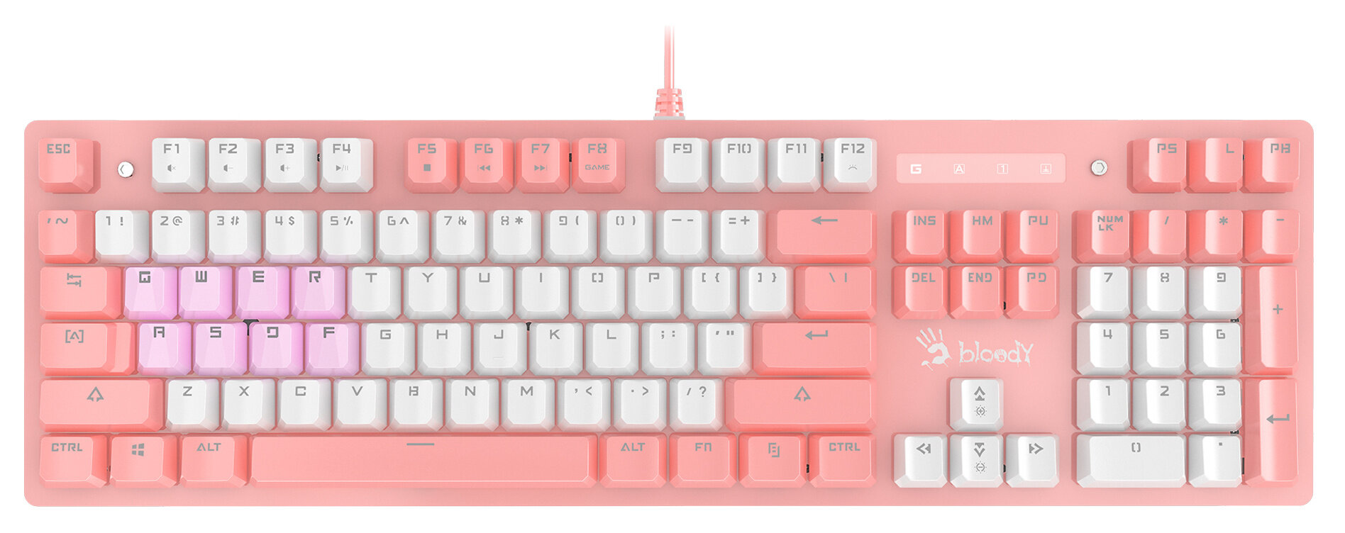 Клавиатура A4-Tech Bloody B800 розовая