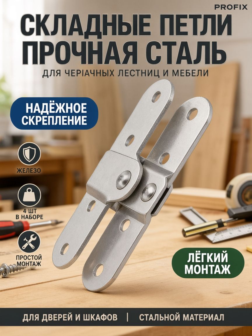 Петли Для Мебели, Складные, Прочные, Из Железа, Для Чердачных Лестниц, 4шт