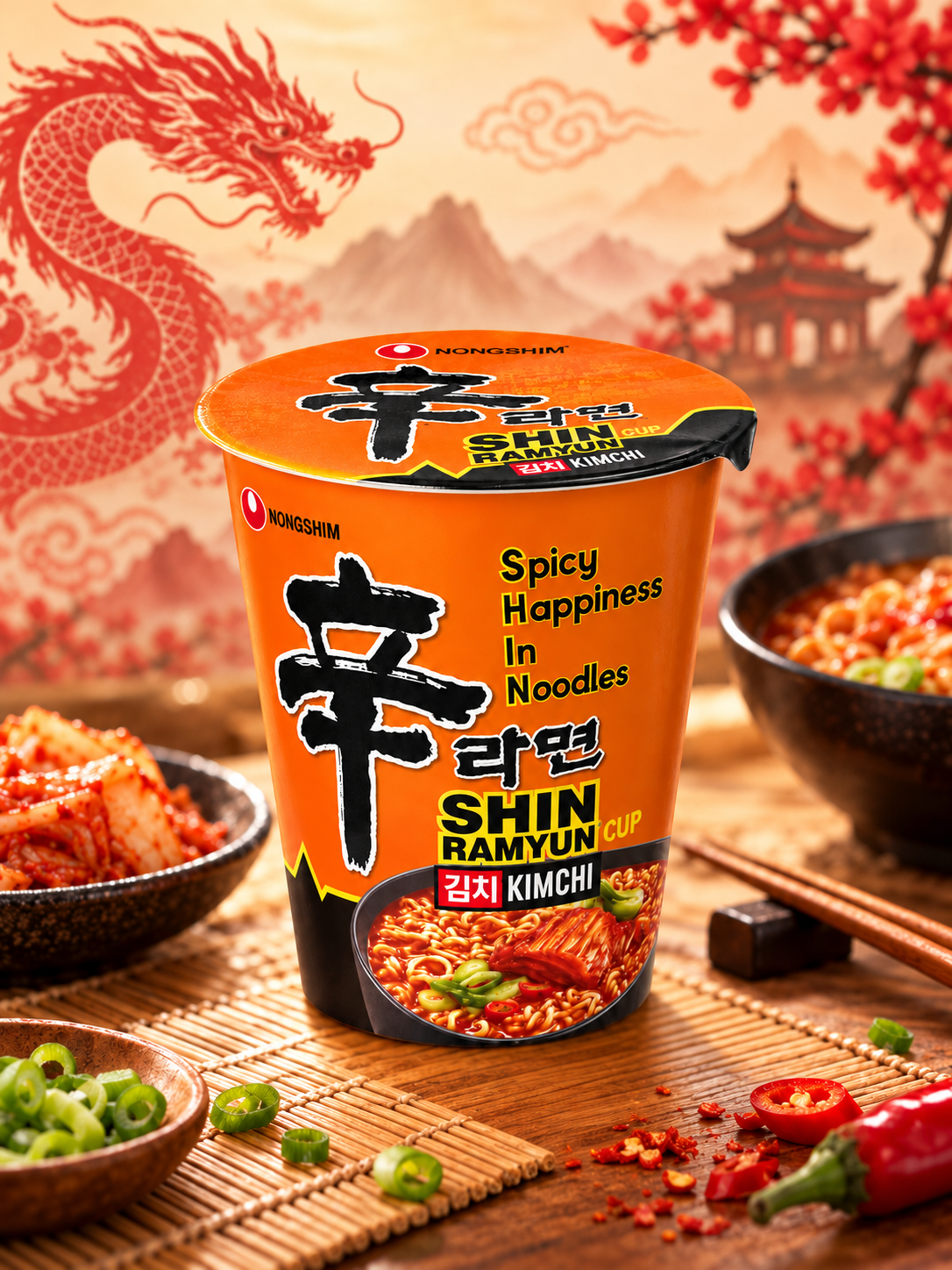 Лапша быстрого приготовления Nongshim Шин Рамён со вкусом кимчи 75 г, Китай