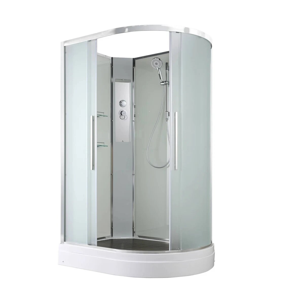 Душевая кабина AvaCan EM2812LN без крыши, 120x80x208 см, асимметричная, низкий поддон, профиль алюминий