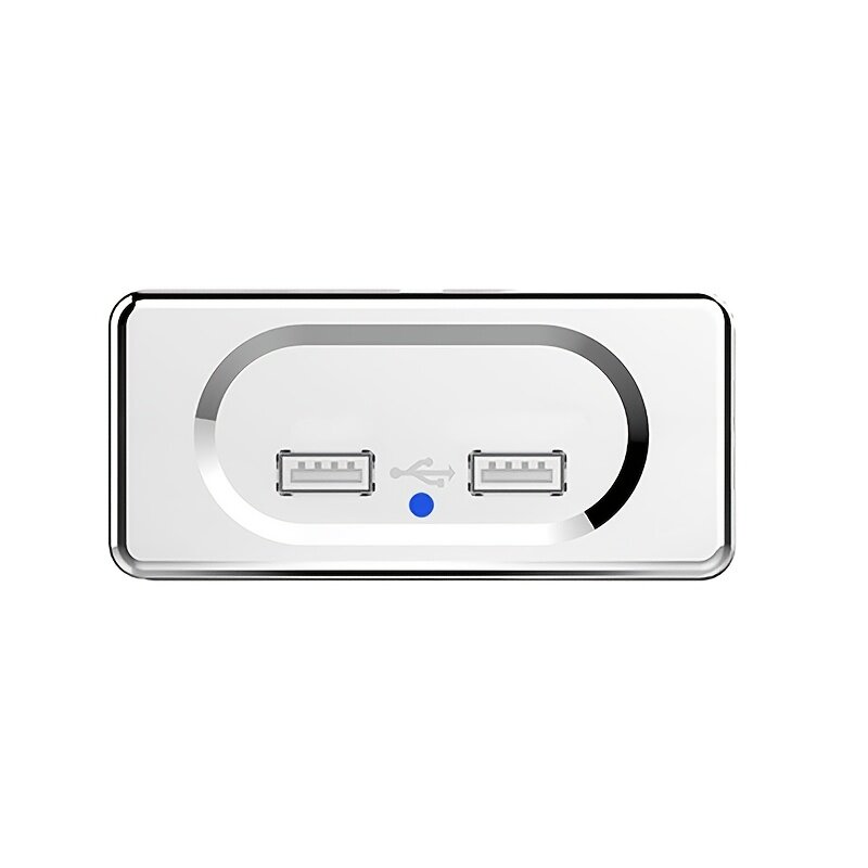 Автомобильная панельная розетка питания с двумя портами USB-A, DC 12/24 В, 3.1 А, со светодиодной подсветкой, серебристый, для автомобилей, грузовиков, катеров, автобусов и внедорожников