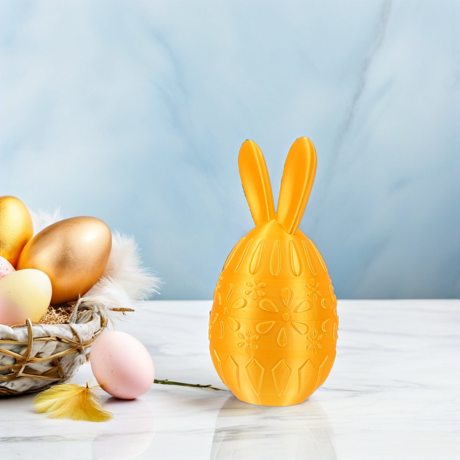 Пластиковое декоративное яйцо с ушками зайца из pla для игры и наполнения