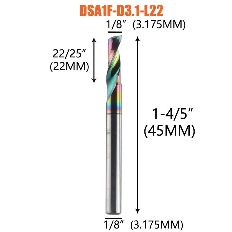 DREANIQUE концевая фреза с одним зубом для фрезерования алюминия RDSA1F-D3.1-L22