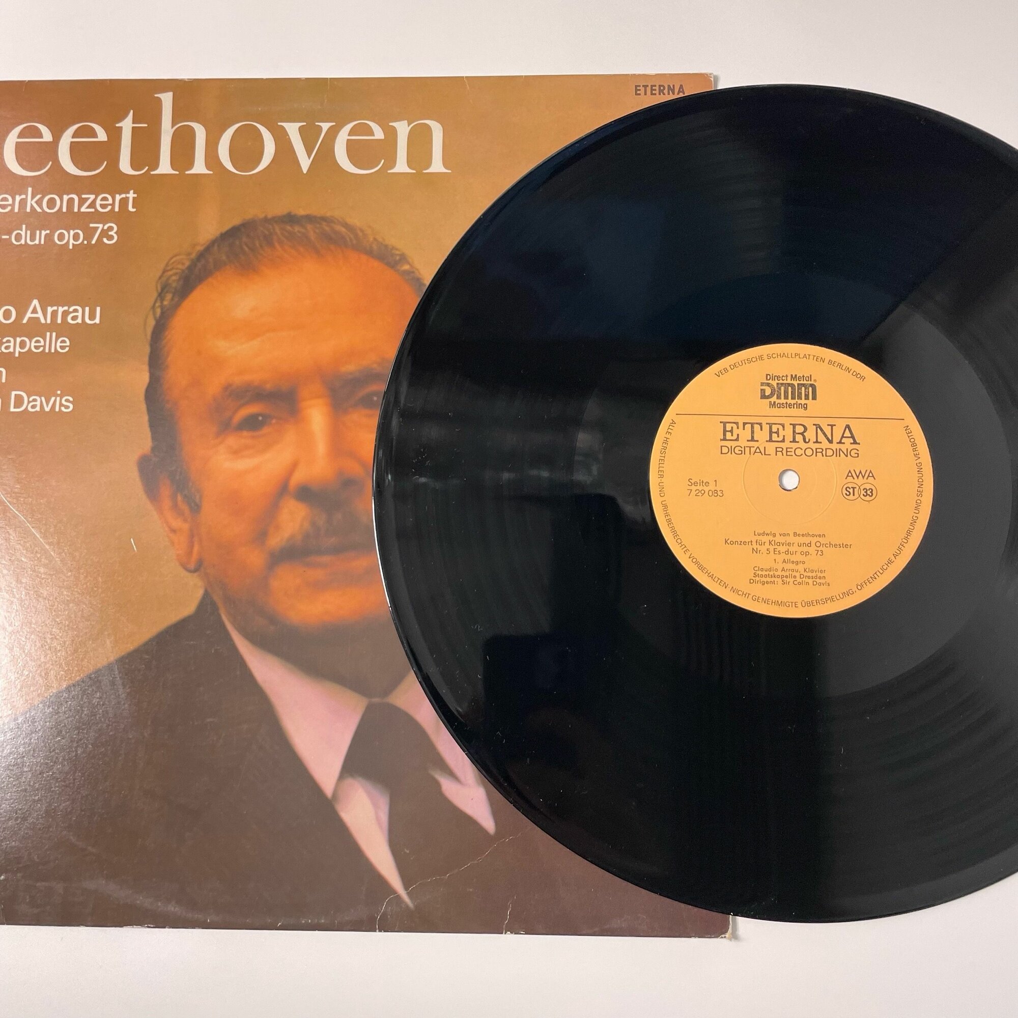 Винтажная виниловая пластинка LP Beethoven Бетховен, Claudio Arrau, Klavierkonzert Фортепианный концерт Nr. 5 Es Dur Op. 73 (ГДР 1989)