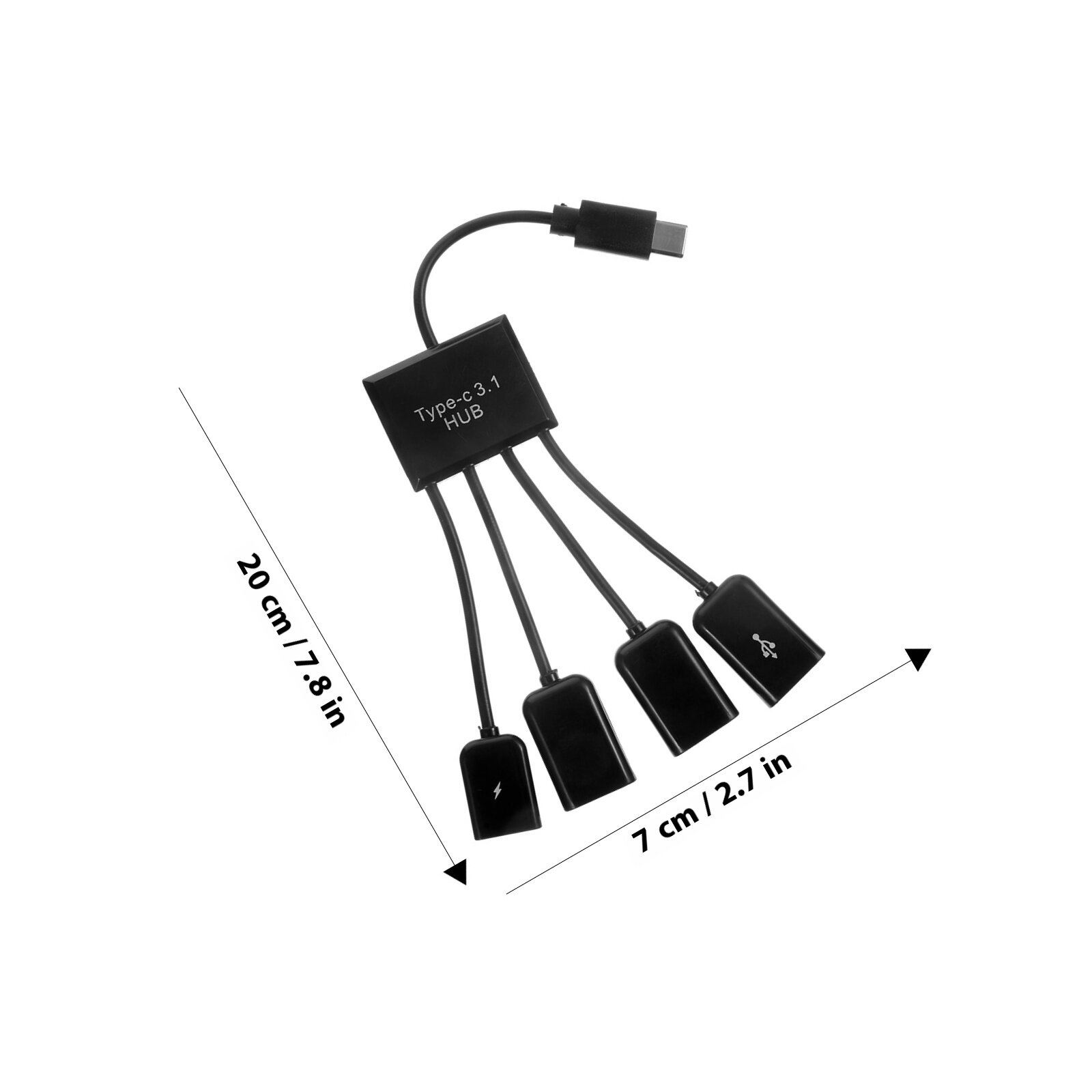 1 Шт. USB Хаб, 4 Порта, Для Лаптопа и ПК, Из Черного Пластика
