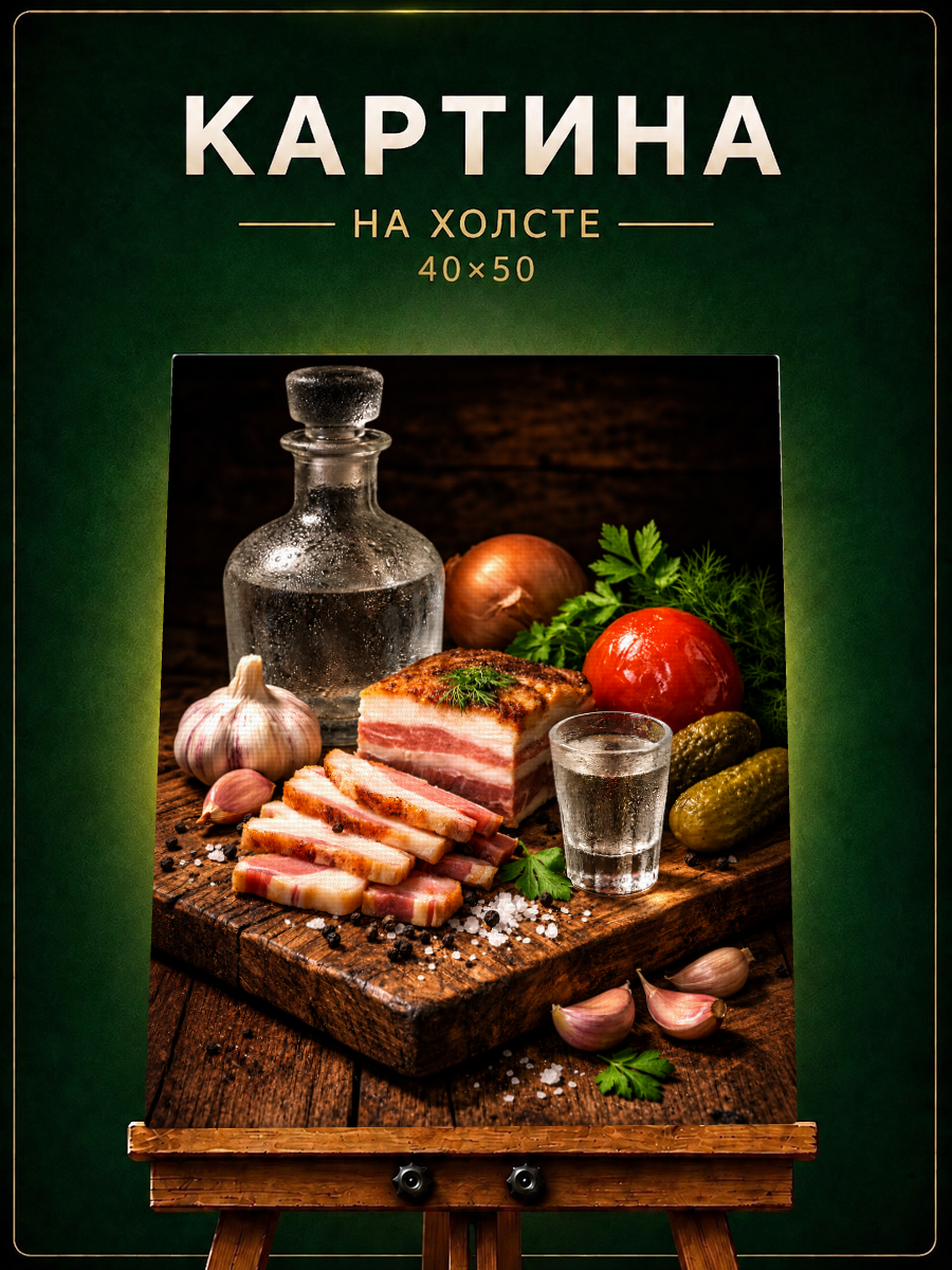 Картина на стену Сало на холсте интерьерная 40×50 см на подрамнике на кухню