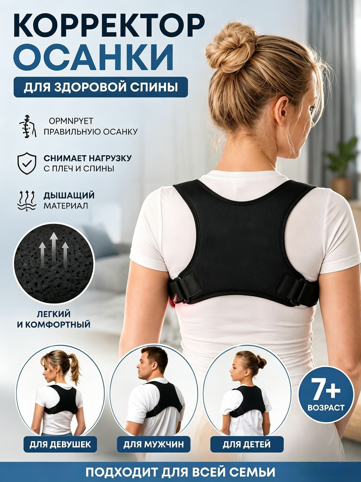 Корректор осанки, реклинатор, ортопедический и универсальный, цвет черный, MONTA