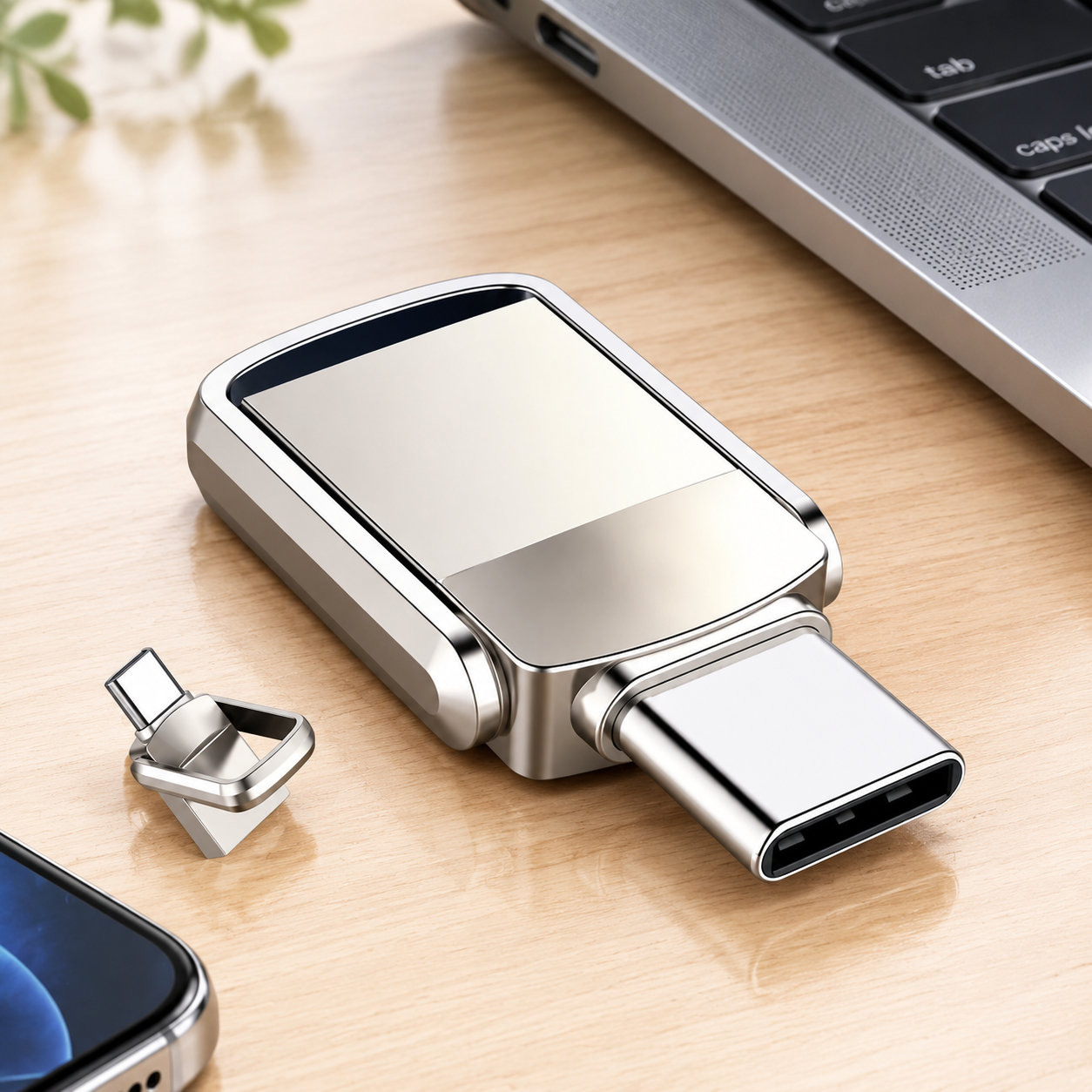 USB-накопитель Type-C 2ТБ, OTG (Цвет товара: серебристый)