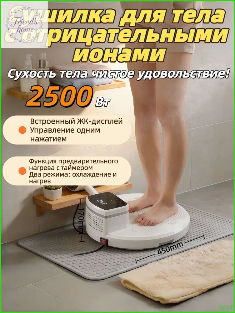 Бытовой прибор для сушки тела с помощью отрицательных ионов
