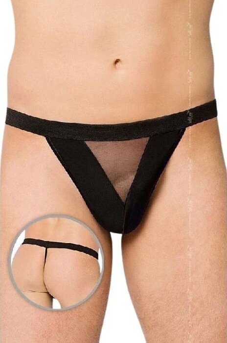 Стринги игровые мужские прозрачные Soft Line"SLC" S/L, черные