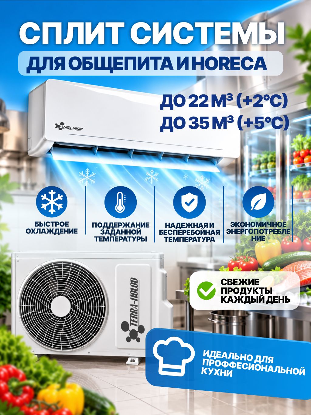 Холодильная сплит-система для общепита ТН206КА1-МК +2.+5