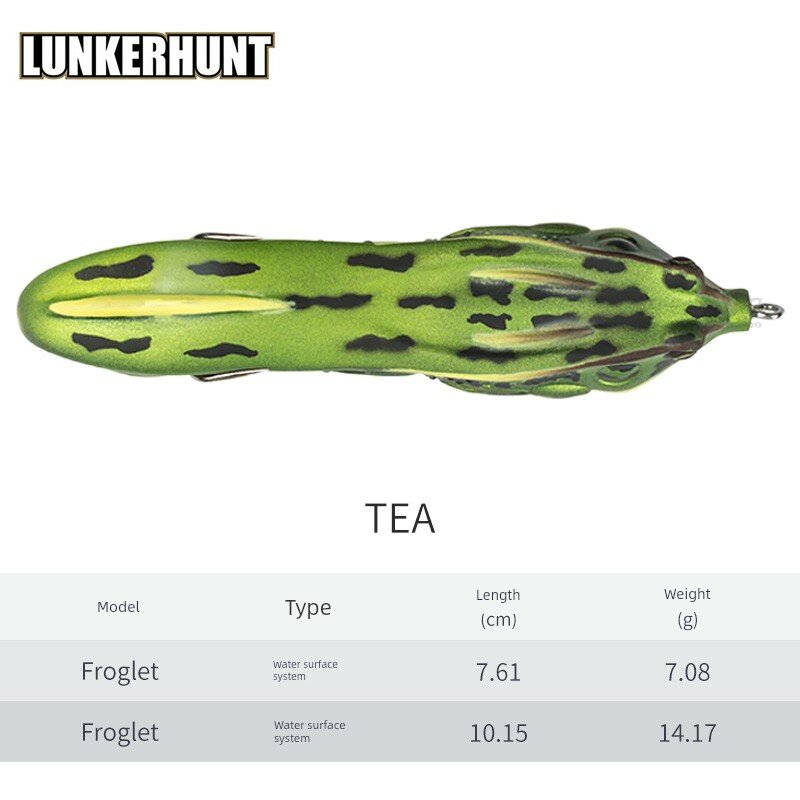 Lunker Froglet Поверхностная поппер мягкая рыболовная приманка цвет Tea, длина 7.61 см, вес 7.08 г для ловли окуня