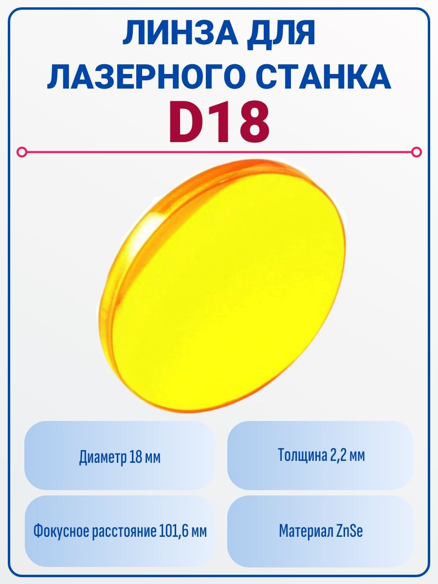 Линза фокусирующая для лазерного станка 18 мм, фокусное расстояние 101,6 мм (4,0"), USA, ZnSe